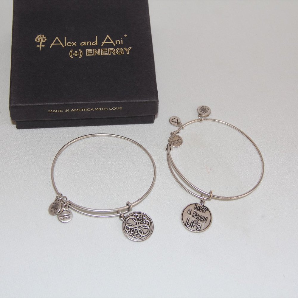 Alex & Ani Silver Live Happy Life Path Bracelets - Gem